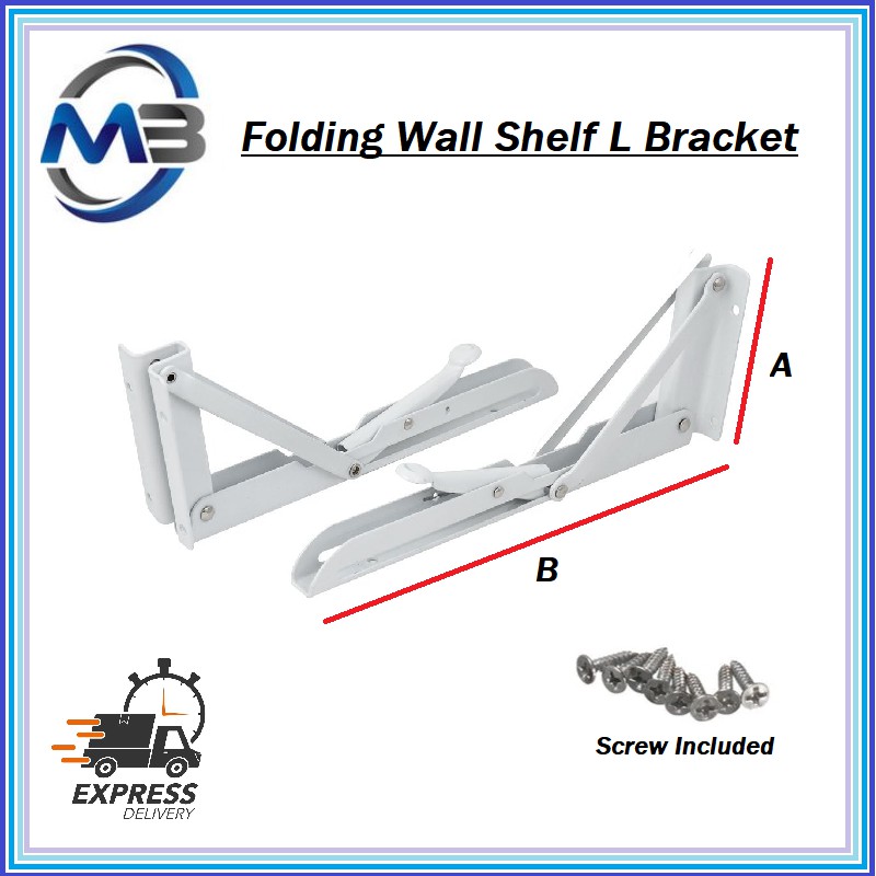 Folding Wall Shelf L Bracket with Spring Wall Mount Rack Support Iron L ...