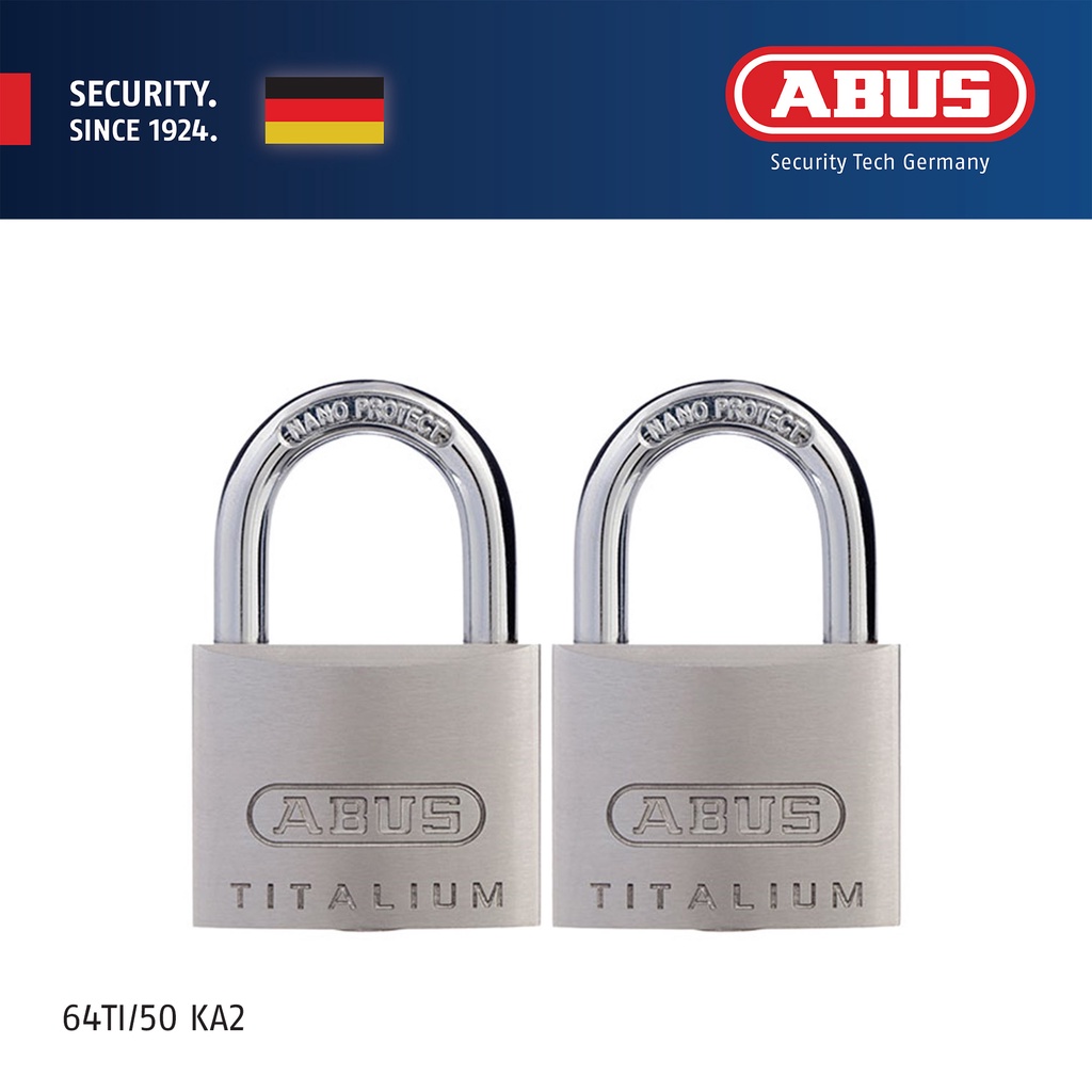 Abus 64TI/50, KA2, KA3, KA4, 64TI/50HB80, 64TI/60 Titalium Padlock. Strong, Light, Innovative ...