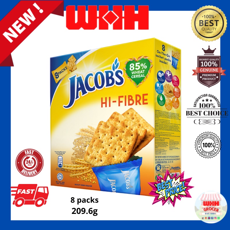 Jacob's Multi-Pack Crackers (Cream Cracker-240g/ Weetameal-144g/ Hi-Fibre-209.6g) Healthy Snacks ...