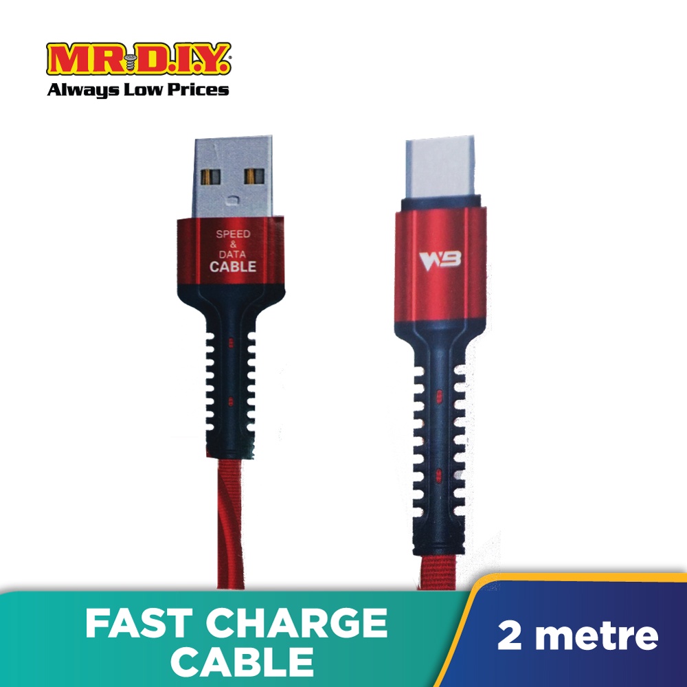 WB Fast Charge Cable 2.4A Type C (2m) | Shopee Malaysia