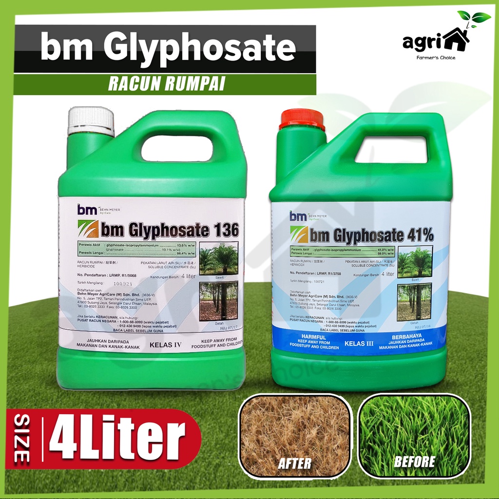 (100% Ori) 4L bm Glyphosate 136 / 41 Racun Rumput Semai Behn Meyer ...