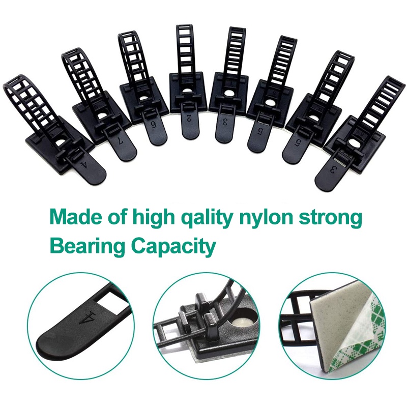 AMPCOM Adjustable Self-Adhesive Nylon Cable Tie mounts Cable Straps ...