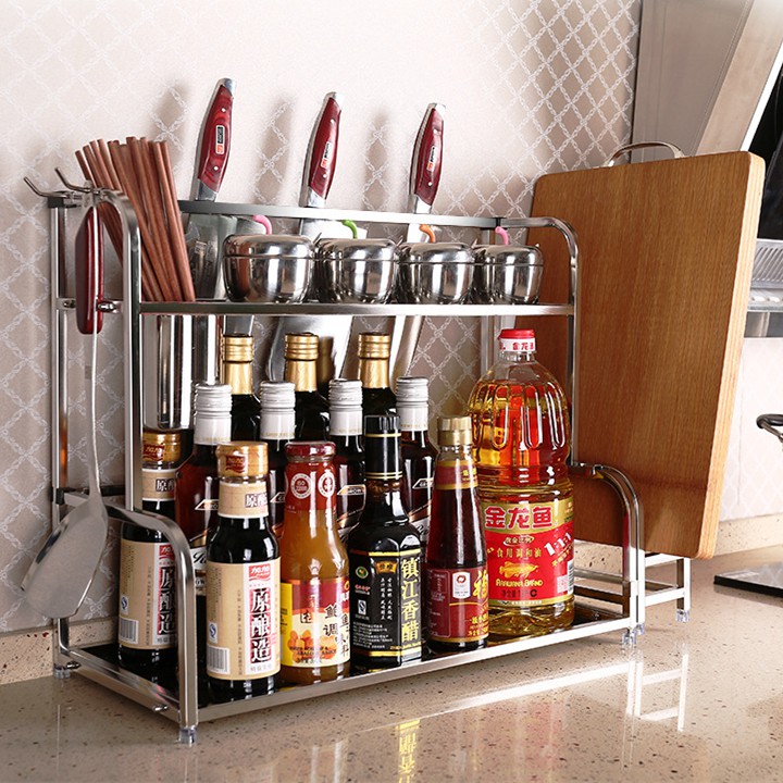 Home Kitchen Rack 40cm Stainless Steel Condiment Spice Rack Seasoning ...