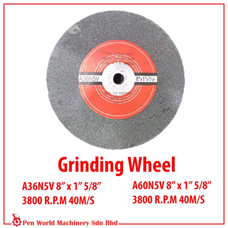 8'' GRINDING WHEEL A36N5V / A60N5V 3800 R.P.M 40M/S 8'' x 1'' x 5/8 ...