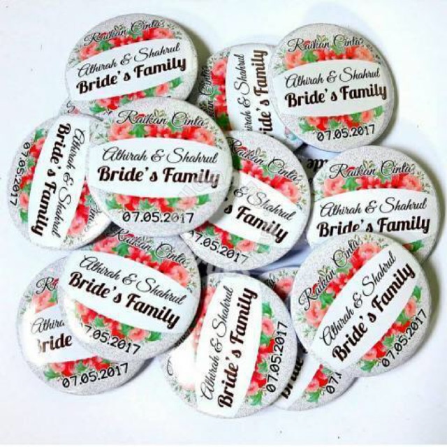 Wedding kenduri event majlis jemputan ahli Family pin badge | Shopee ...