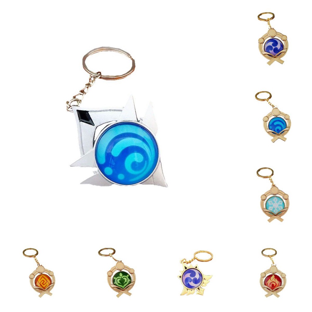 Seven Genshin Impact Elements Keychain Featuring Geo Anemo Electro ...