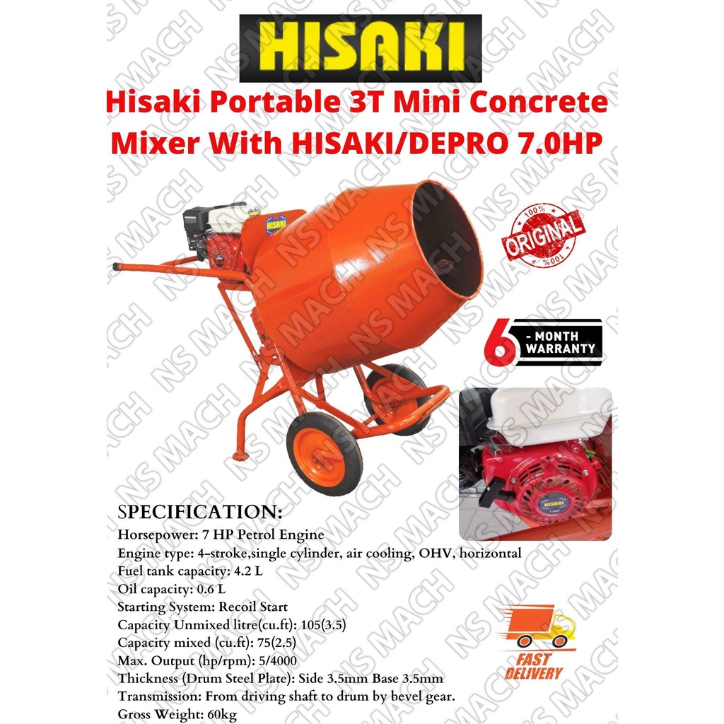 Hisaki Concrete Mini Mixer YMM350 c/w Depro Engine/3T Concrete Mixer ...