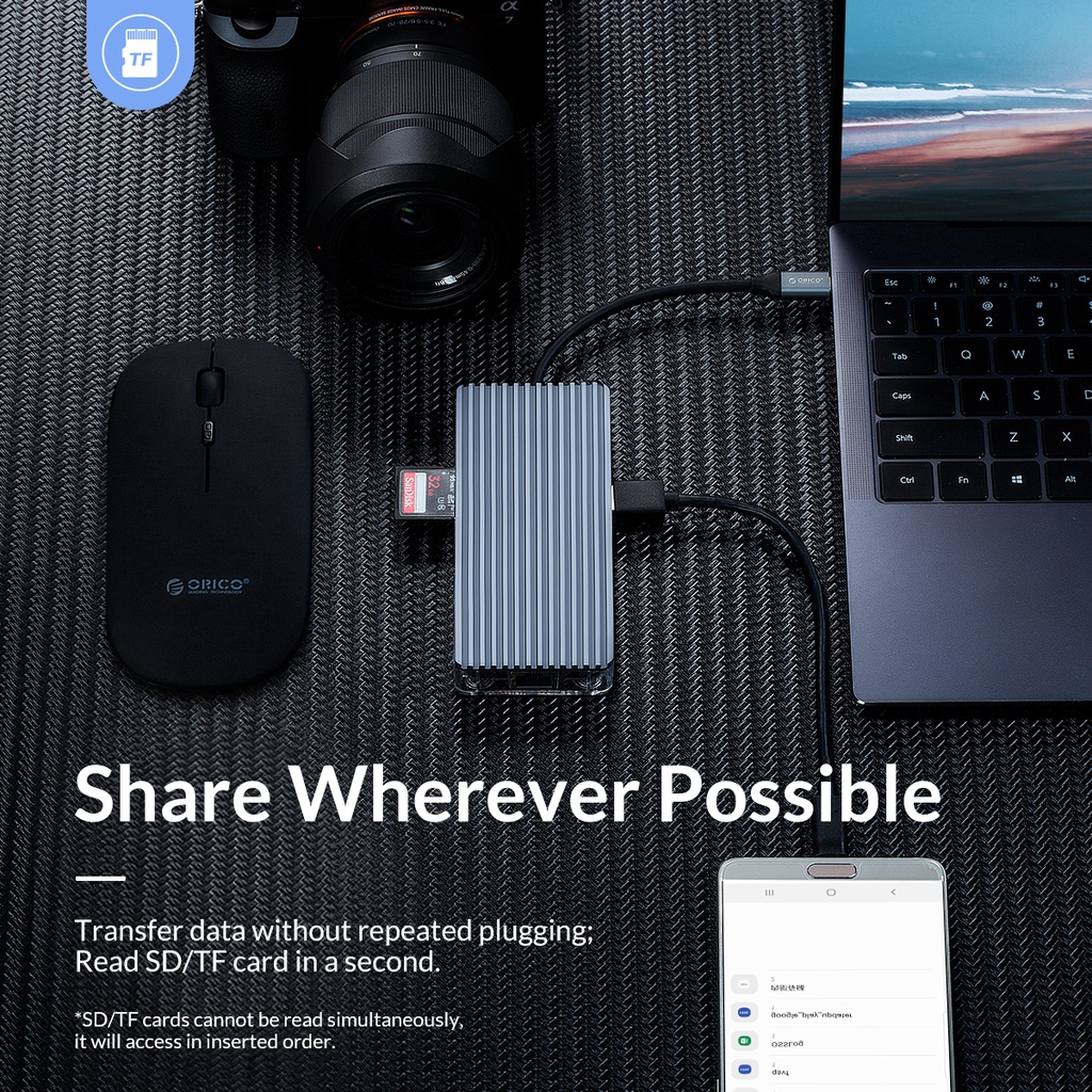 ORICO USB C HUB Type C to Multi USB 3.0 PD RJ45 Carder Reader Dock ...