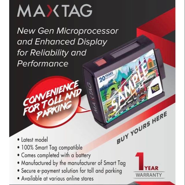 [Ready stock] Original Smart Tag Max Tag Touch N Go Toll (1 year ...