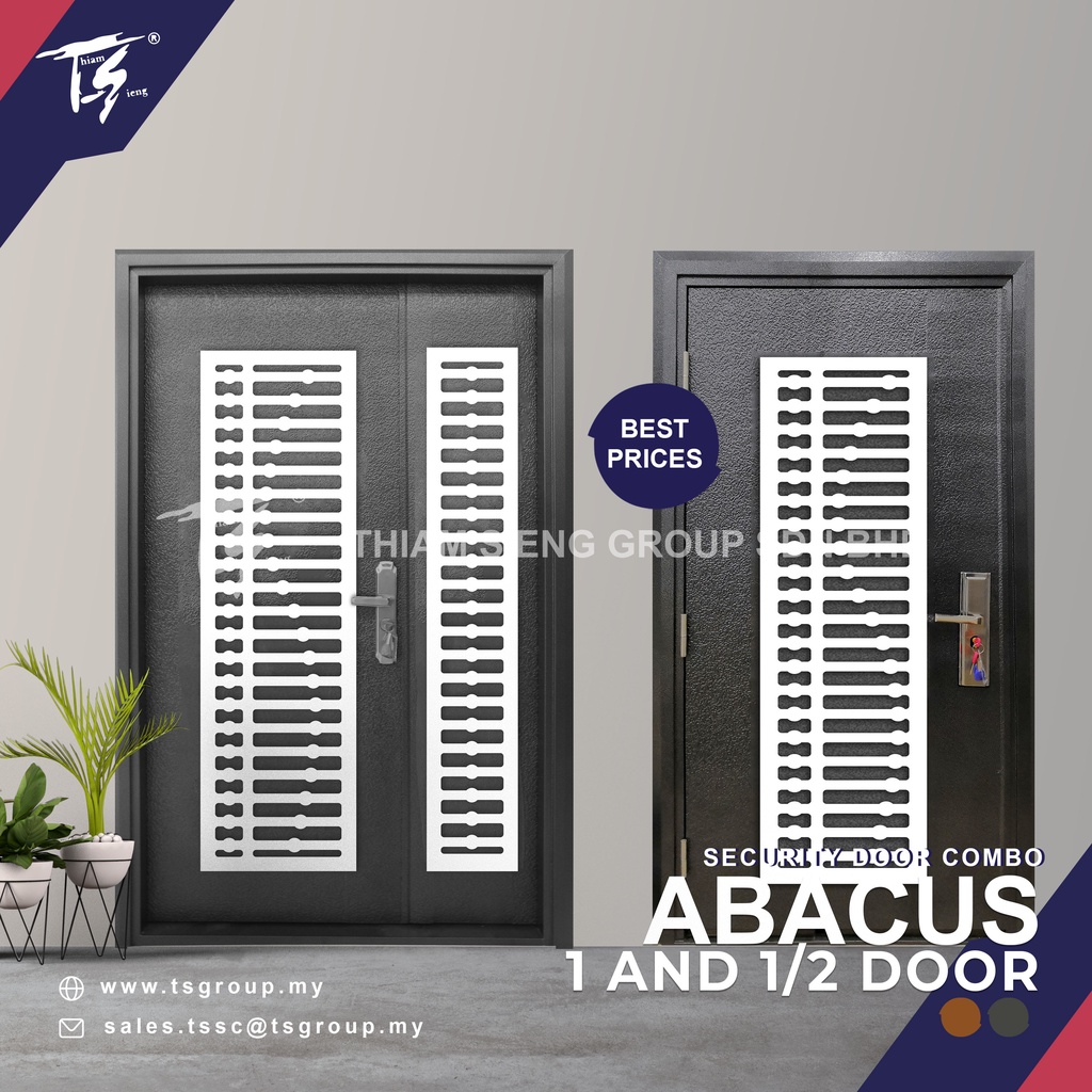 TSBRILLIANT Lowest Combo Price Abacus Security Door (Son & Mother + Single) With 10 Locks (BROWN ...