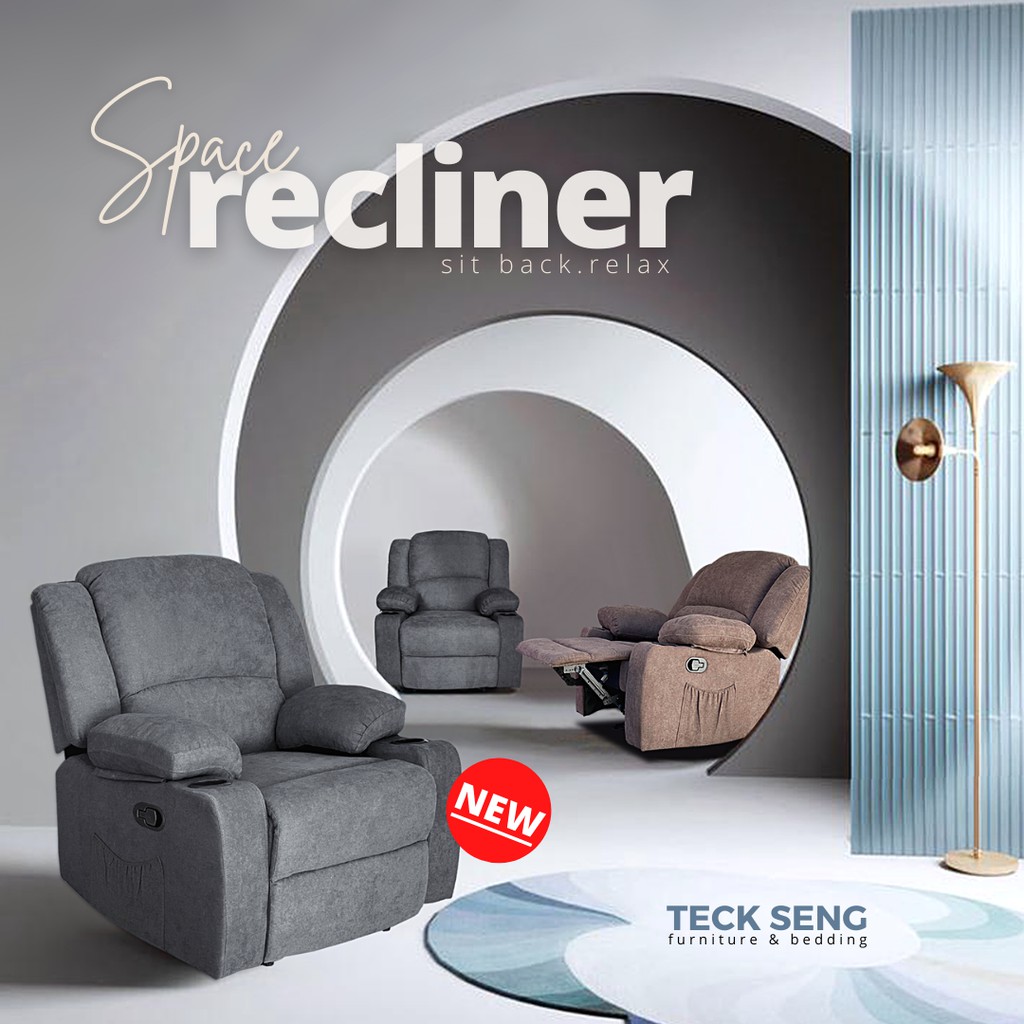 (TECK SENG) Fabric Recliner Sofa / Wear Resistant / Large Size / Up to ...