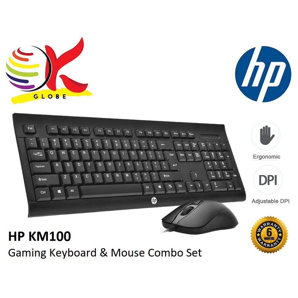 HP KM100 KEYBOARD AND MOUSE COMB WIRED USB OFFICE DESKTOP PC WITH SLIM ...