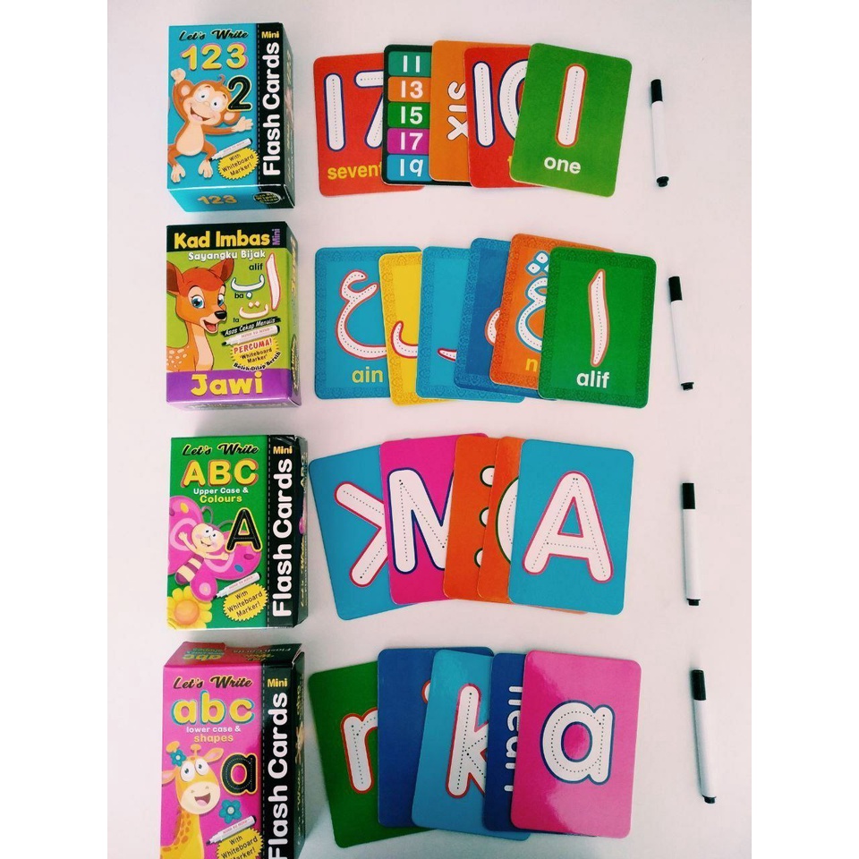 FLASH CARD KAD IMBAS JAWI, alphabet UPPER CASE LOWER CASE ABC ANIMALS ...
