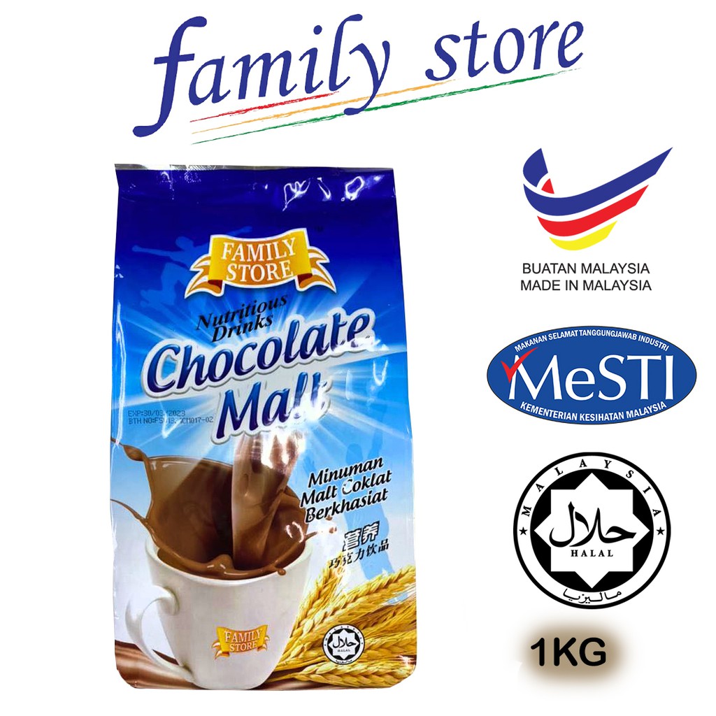 Family Store Chocolate Malt 1KG Chocolate Drinks Nutrious Chocolate Powder Drinks Serbuk Coklat ...
