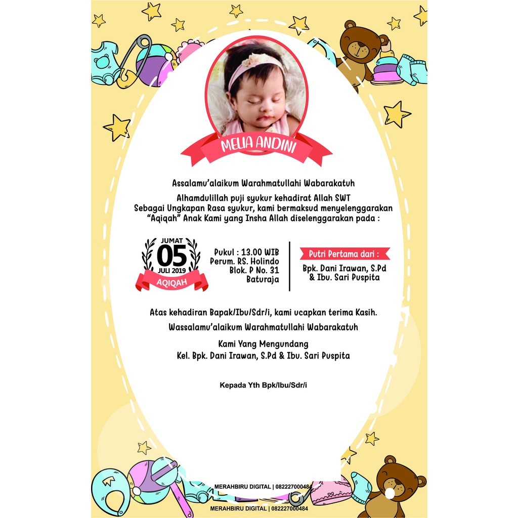 Aqiqah Invitation Printing Quick Invitation Of Children AQIQAH RASULAN ...