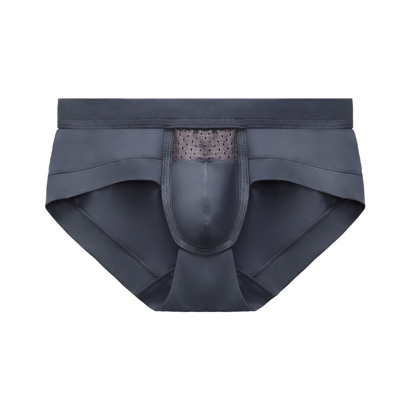 Men's Modal Mid-Waist Ice Silk Mesh Hollow Briefs Double-Layer Inner ...