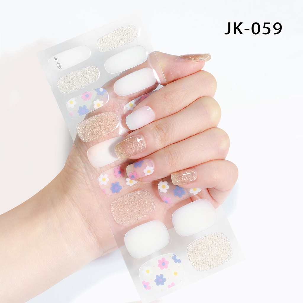 24-Finger Gel Nail Stickers Semi-Curing Phototherapy Manicure Fast ...