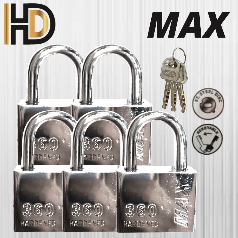 MAX 50mm Chrome Pad lock kunci padlock pintu pagar bangga | Shopee Malaysia