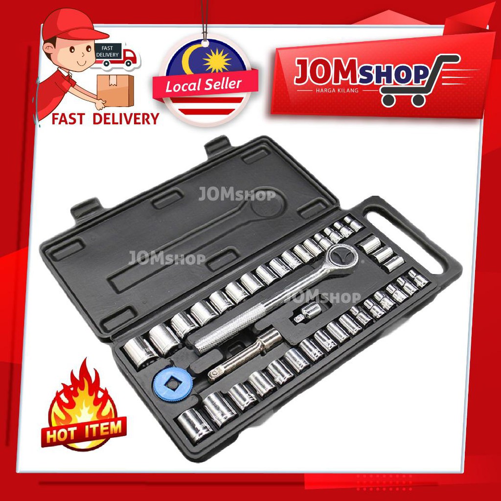 Abt 40pcs Hand Tools Combination Ratchet Socket Set Tool Box Spanner ...