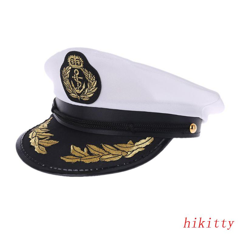 HIK White Adult Yacht Boat Captain Navy Cap Costume Party Cosplay Dress ...