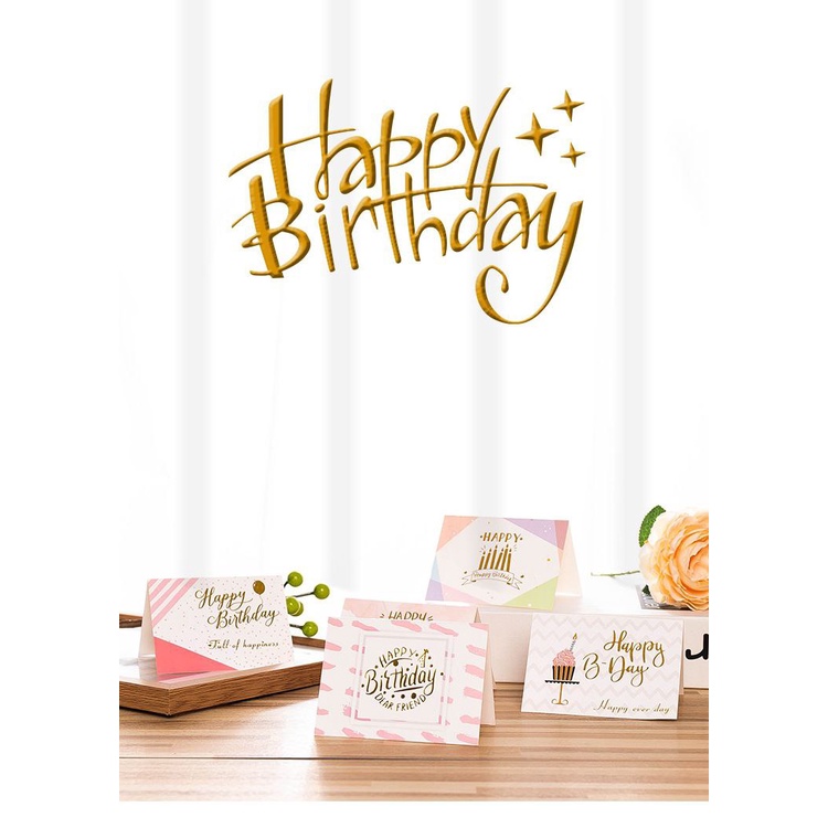 Foldable KAWAI Happy Birthday Greeting Card Wish Card Birthday Thank ...
