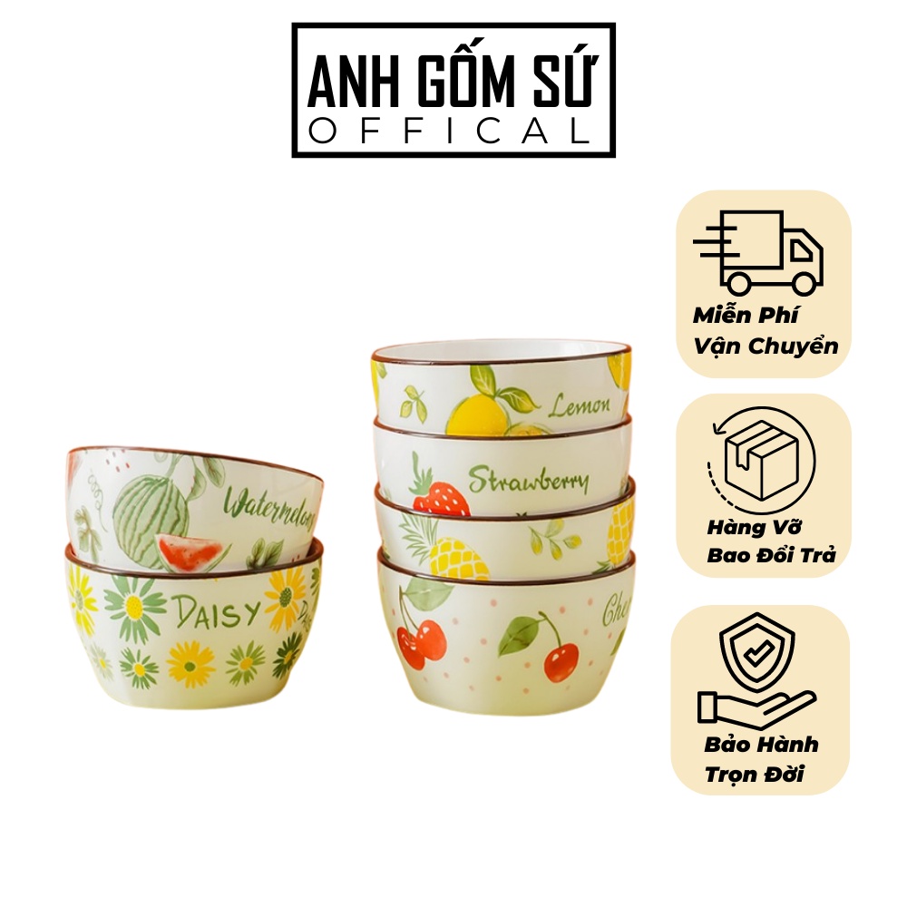 Fruit-patterned rice bowls, high-end decorative rice bowls, 6 models ...