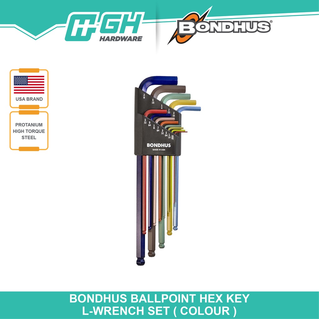 [ GH HARDWARE ] BONDHUS Ballpoint Hex Key L Wrench Set - Colour - 69637 ...