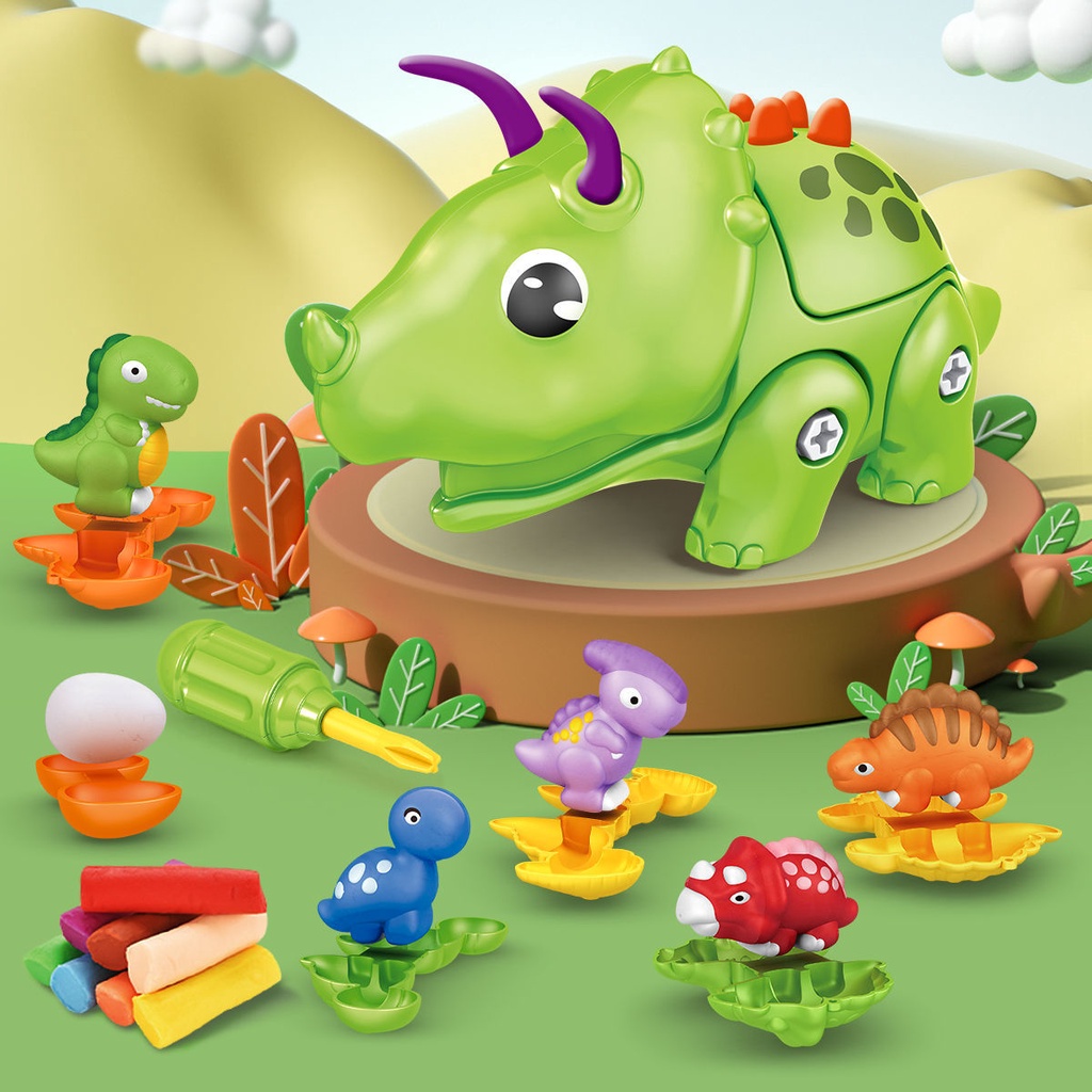 2in1 Play Doh Dinosaur Clay Color Mud Assemble DIY Dinosaur Toys For ...