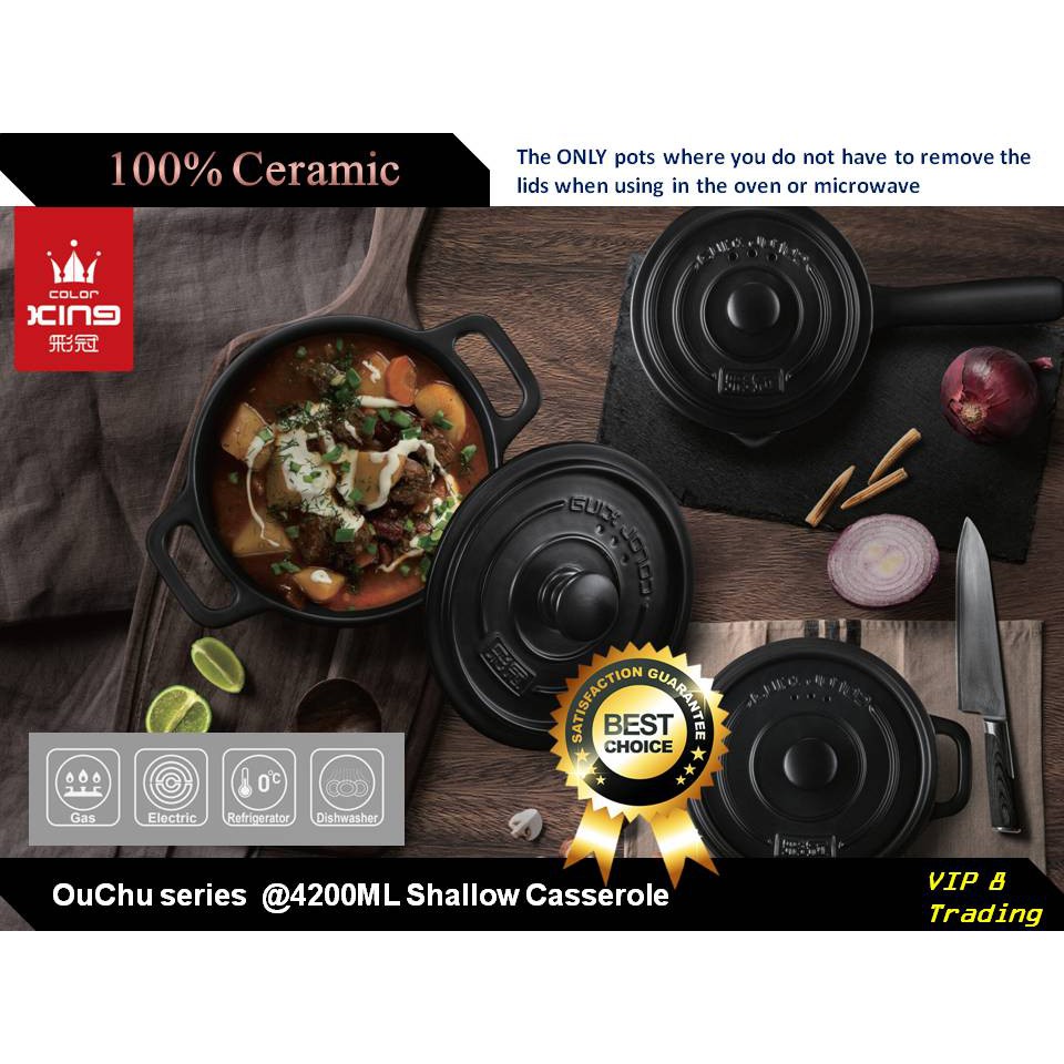 Color King Stock Pot Hot Pot Microwave Oven Safe 4200ml 100% Ceramic ...