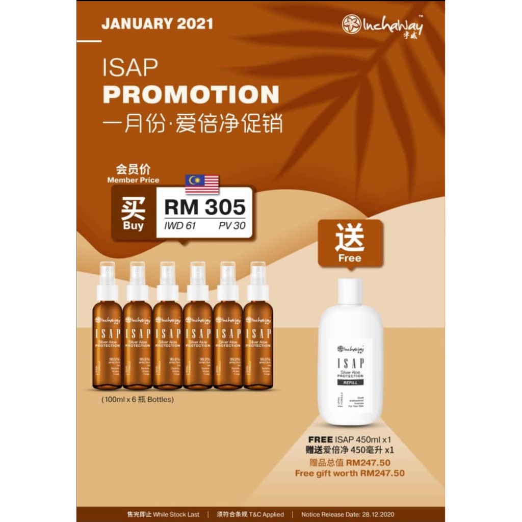 (Original) Inchaway ISAP [Refill Pack 1 x 450ml + 6 x 100 Spray] Silver ...