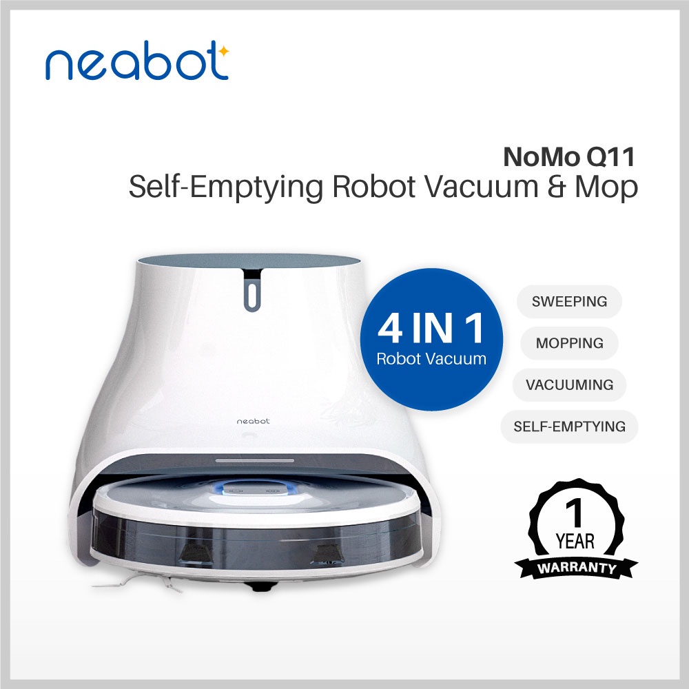 Neabot Smart Robot Vacuum and Mop NoMo Q11 Self-Emptying Dustbin Google Home Assistant Amazon ...