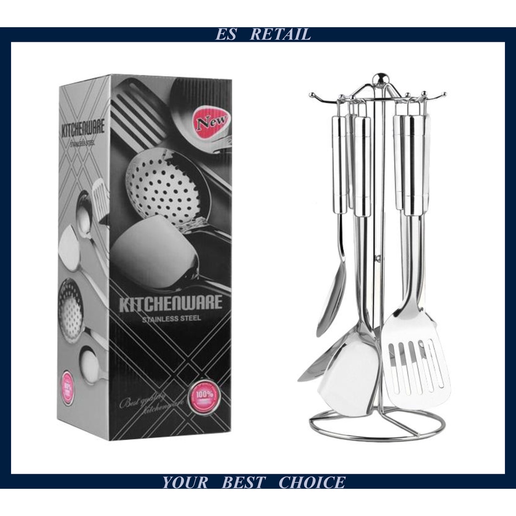 7 pieces stainless steel utensil set Cooking utensil set Kitchen tools ...