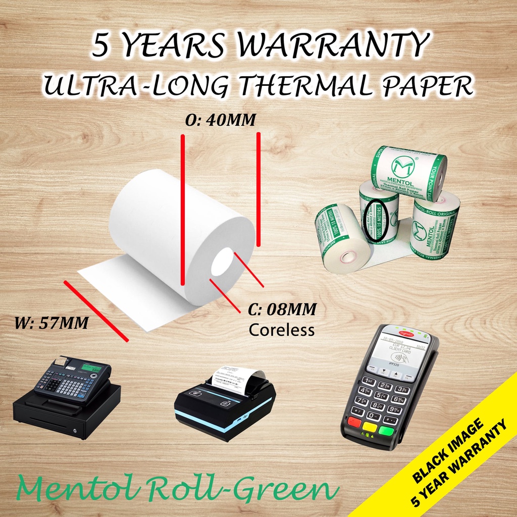 MENTOL ROLL GREEN 480 ROLLS - THERMAL PAPER/RECEIPT PAPER SUPER SAVE 2 ...