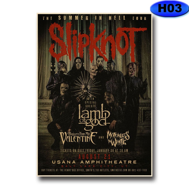Vintage Heavy Metal Band Posters Rock Band Slipknot Kraft Paper Posters ...