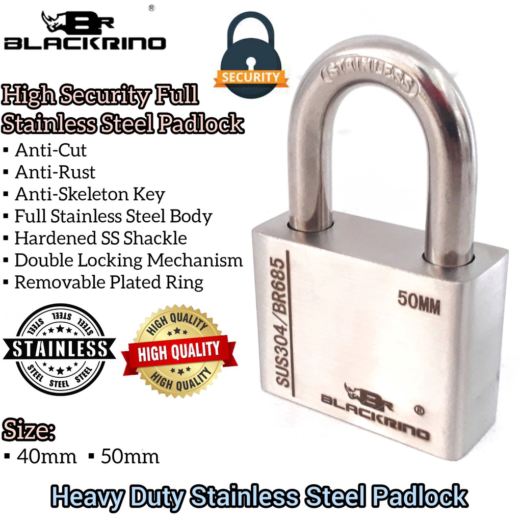 Quality Solid Heavy Duty Full Stainless Steel SS304 Security Padlock ...