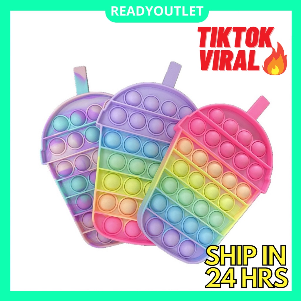 LOCAL LOLIPOP BOBA CUP RAINBOW Big Size Rainbow Push Pop It Bubbles ...