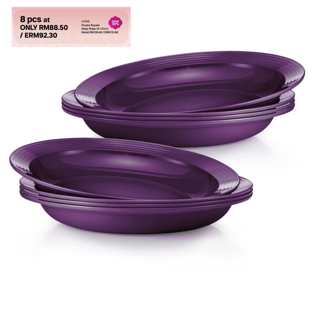 *READY STOCK* TUPPERWARE PURPLE ROYALE DEEP PLATE 550ML (1 set of 4 ...
