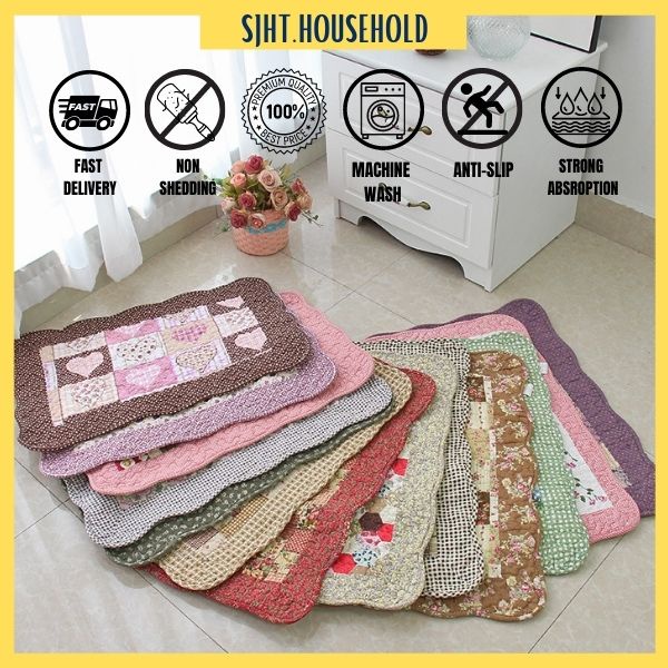 Antislip Patchwork Cotton Floor Mat/Bath Mat /Bathroom Mat/Alas kaki ...