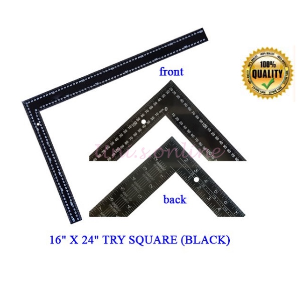 16" X 24" BLACK TRY SQUARE RULER SESIKU ANGLE TRY SQUARE L SHAPE RULER ...
