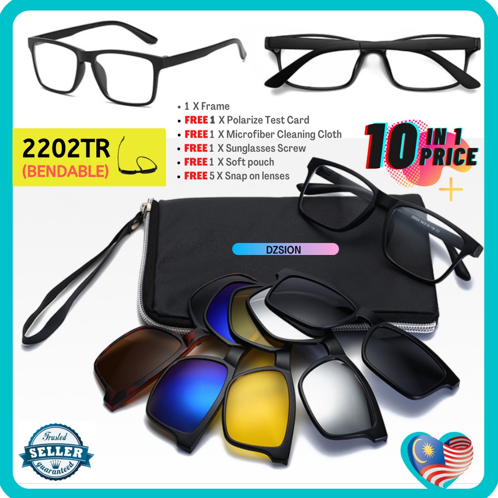 💖BUY 1 FREE 9 💖Polarized Magnetic Clip On Sunglasses Unisex | Shopee ...