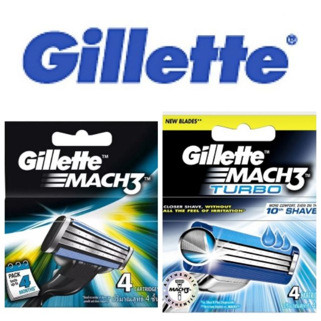 Gillette MACH3 Classic & MACH3 Turbo Refills 4 Cartridges (Original ...