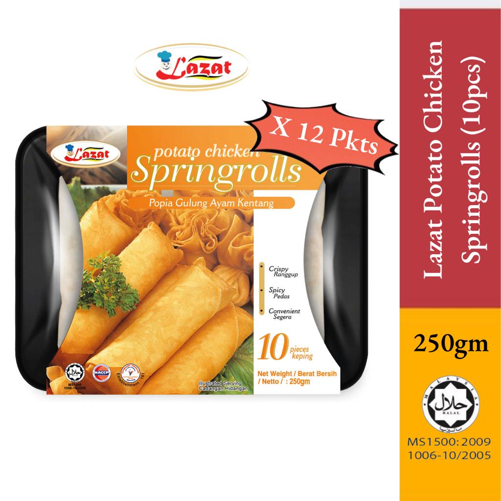 Lazat Springroll Chicken Potato Frozen (10pcs x 12 Packets x 250gm ...
