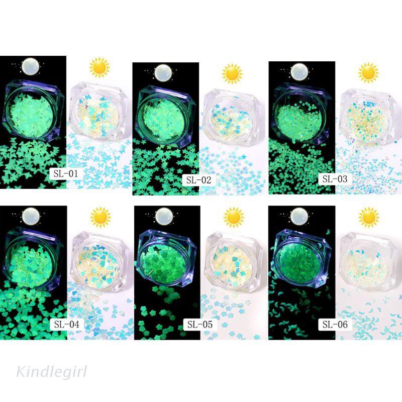 KING 6 Bottle Luminous Sequins Glow In the Dark Glitters Fluorescent ...