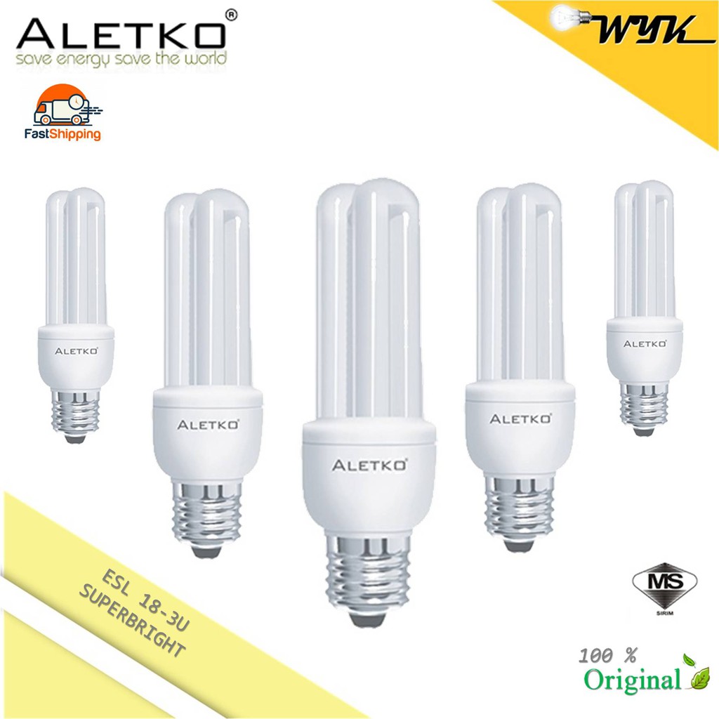 Aletko ESL 3U 18W Super Bright Light Bulb (Daylight) | Shopee Malaysia