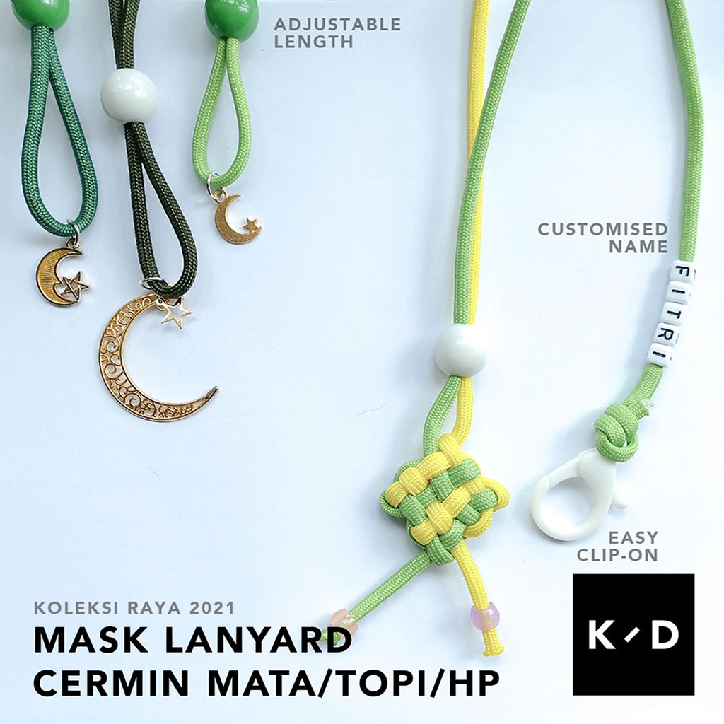 RAYA Face Mask Lanyard Strap Customise Adjustable Necklace KETUPAT NAME ...