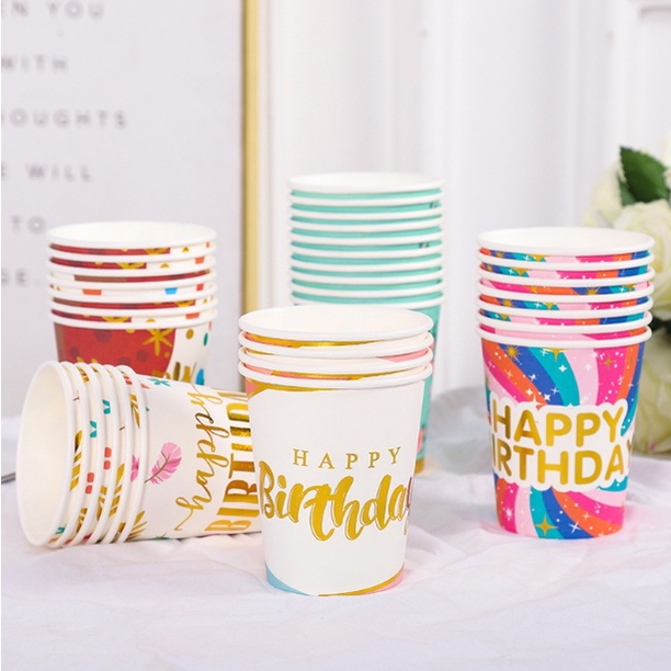 10Pcs/set 8Oz Disposable Drinking Cups Birthday Party Paper Cups ...