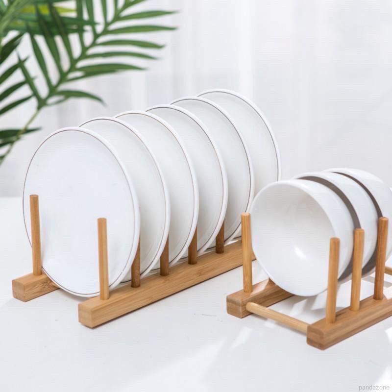OSTBIT Plate Holder Bamboo Kitchen Plate Rack Plate Cup Holder Tempat ...