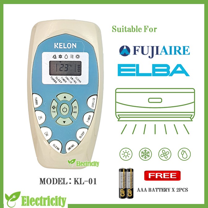 Fujiaire Elba KL-01 Air Cond Aircond Air Conditioner Remote Control ...