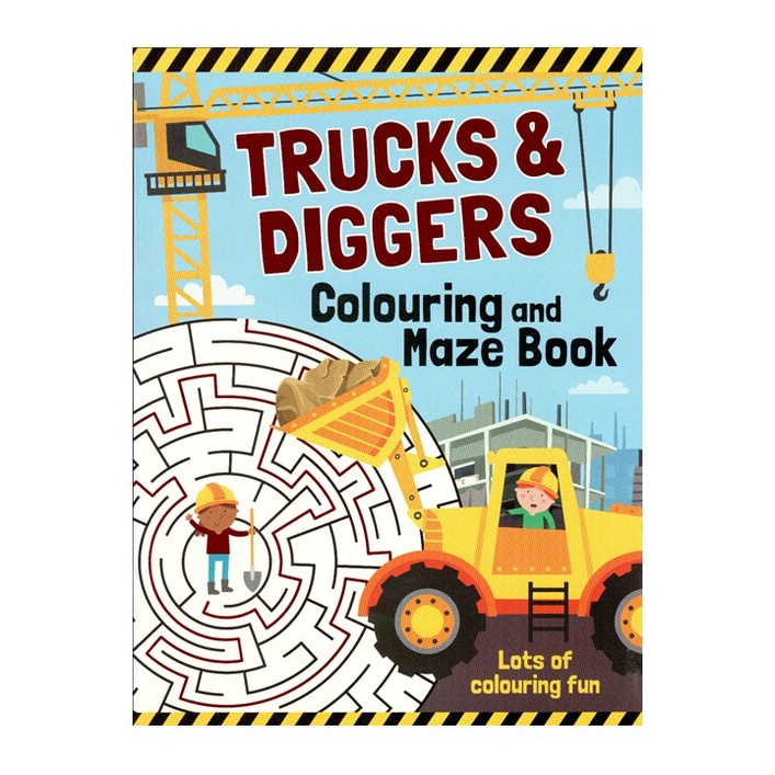 Trucks & Diggers Colouring And Maze Fun Activity Book For Kids | Shopee ...