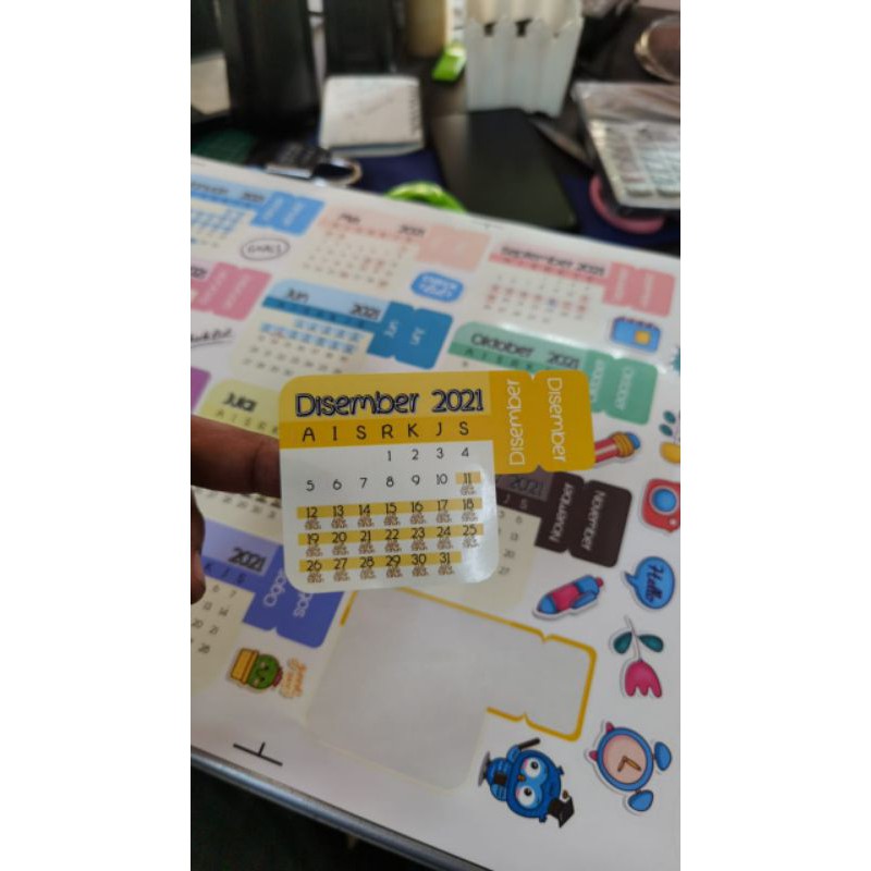 STICKER INDEX CALENDER COMEL 2021 UNTUK BUJO, PLANNER 2021, DIARI, FAIL ...
